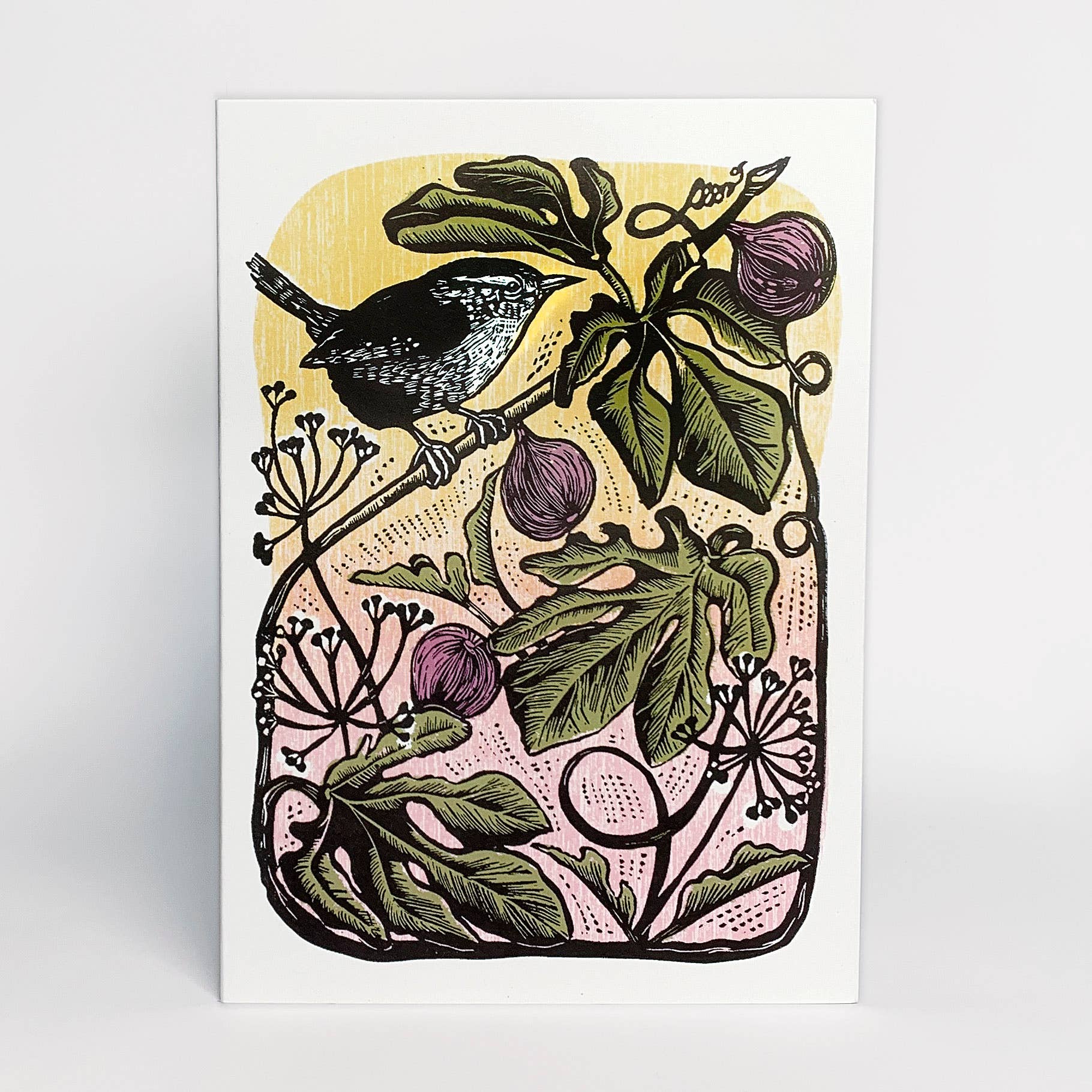 Wren & Figs Linocut Art Card by Hawk and Rose – Remai Modern